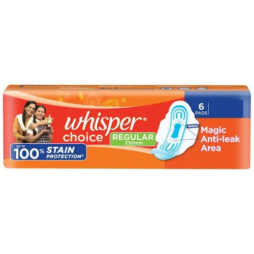 Whisper Choice Regular Sanitary Pads - 6 Pads – Quick Pantry