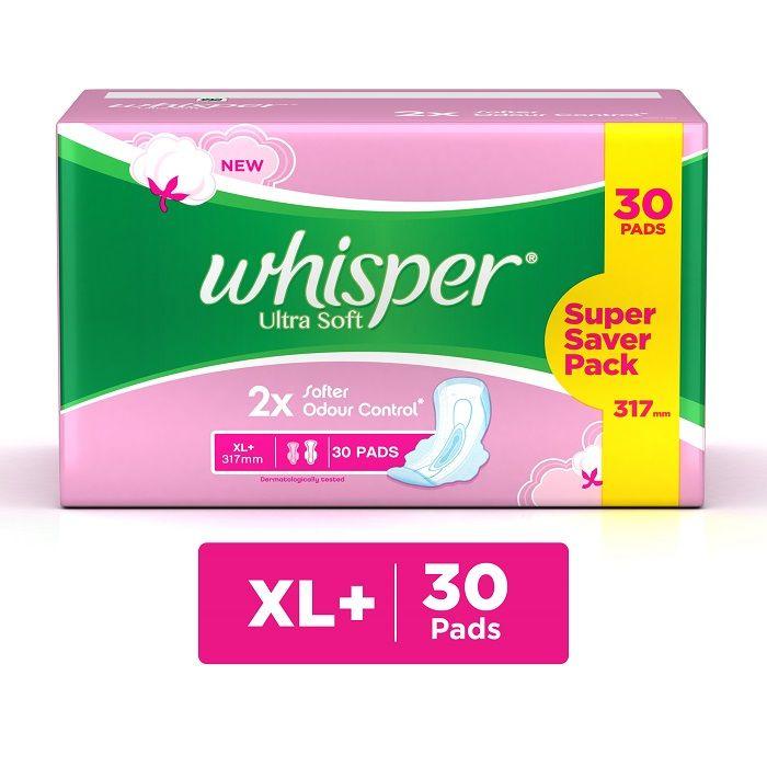 Whisper Ultra Whisper Ultra Clean Sanitary Pads For Women, XL+ 5 Packs